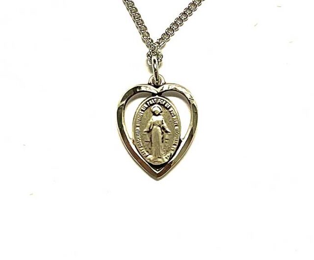 Sterling Silver Heart Medal - The Miraculous Medal Shrine Gift Shop