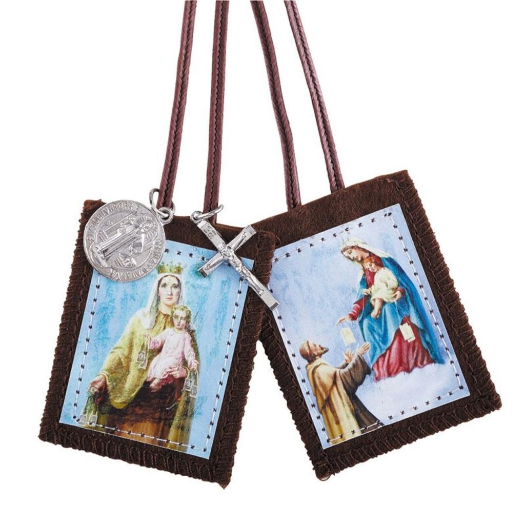 Brown Scapular with Medals Cloth - The Miraculous Medal Shrine Gift Shop