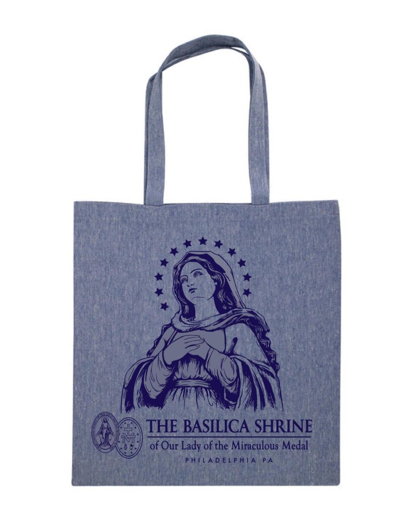 Basilica Shrine Blessed Mother Tote Bag in Blue - The Miraculous Medal ...